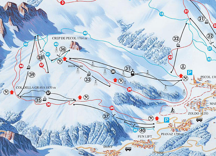 Impianti e piste - Val di Zoldo Ski area